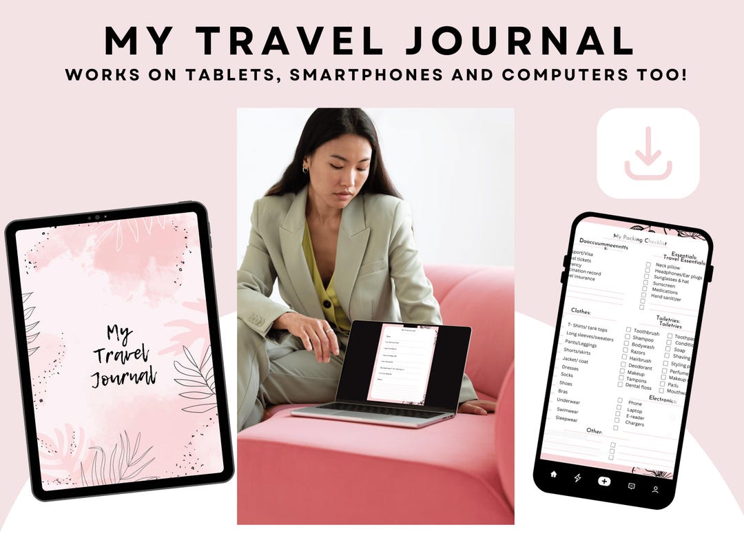 Travel Journal Printable: Vacation Keepsake Diary & Checklist (digital ...