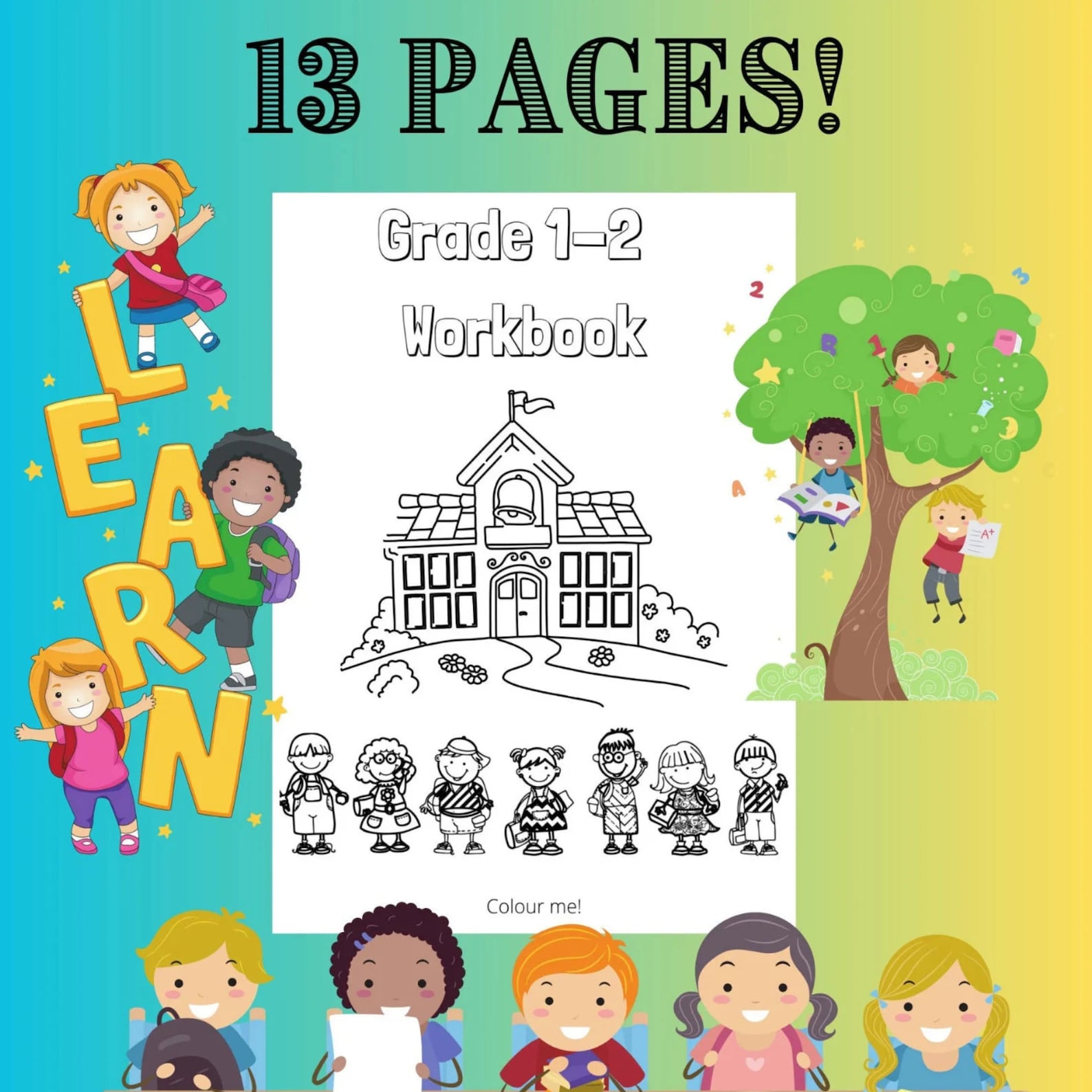 Fun Educational Workbook, 21 Coloring Pages for Grade 2-3, Ages 6 7 ...