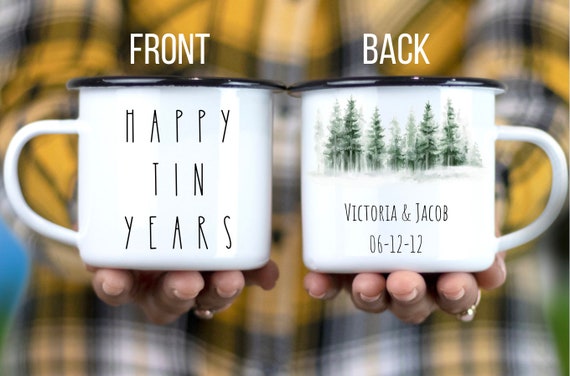 Tin Year Anniversary Mug 10 Year Wedding Anniversary Gift - Etsy