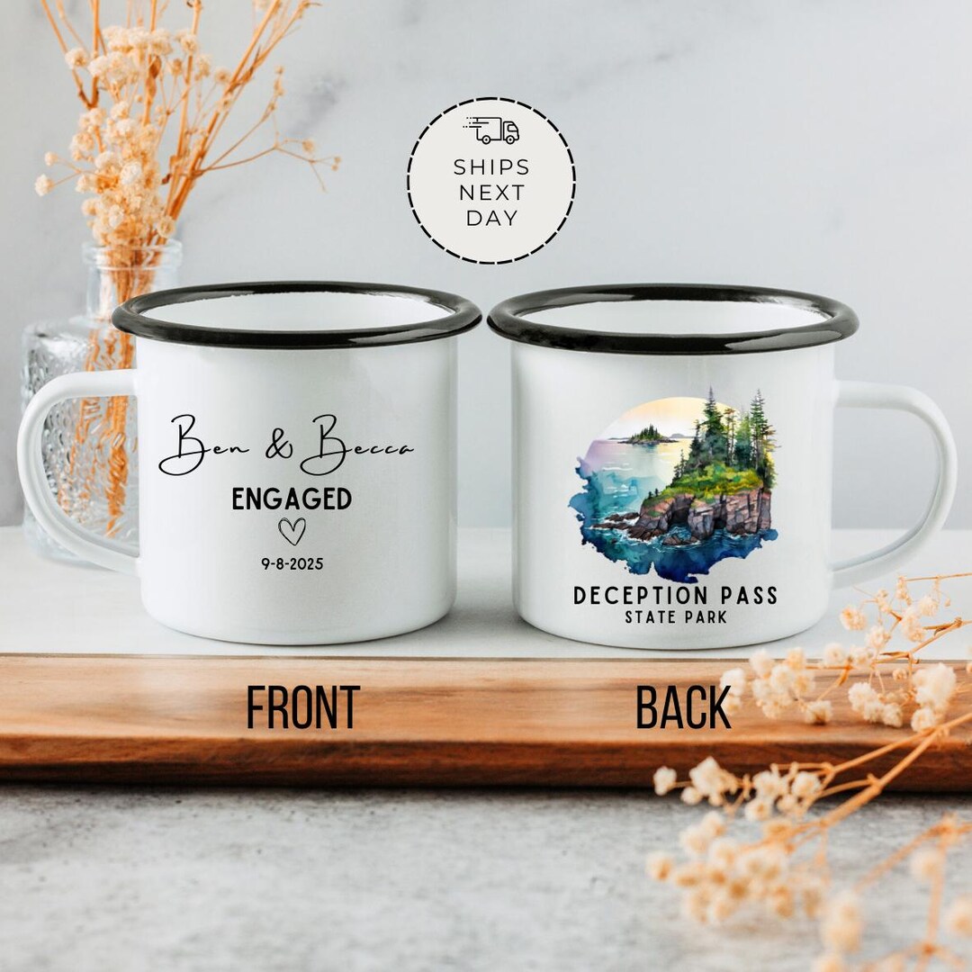 Personalized Deception Pass State Park Engagement Mug: Camping Couple ...