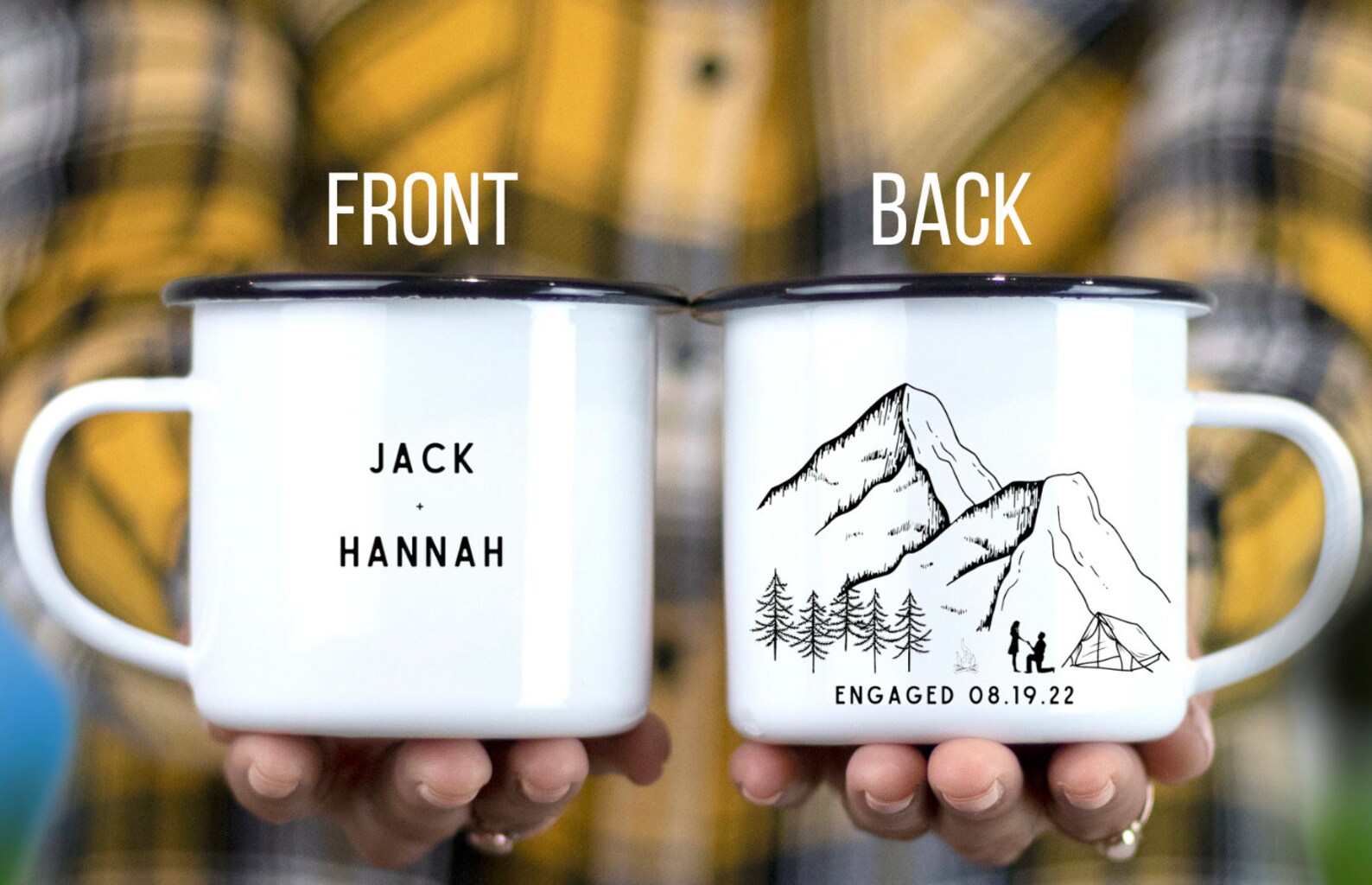 Personalized Engagement Camp Mug, Mountain Couple Gift - Etsy