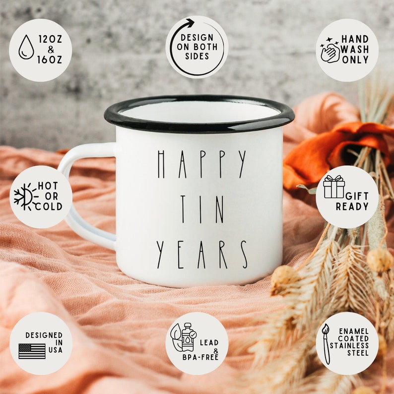 Personalized Tin Anniversary Campfire Mug | 10 Year Wedding Gift - Etsy