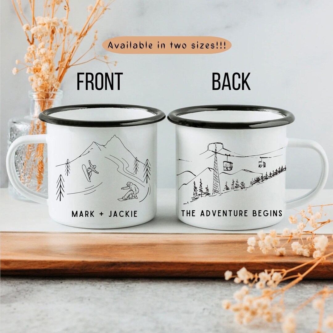 Personalized Snowboard Mug, Custom Couple Snowboarding Gift, Downhill ...