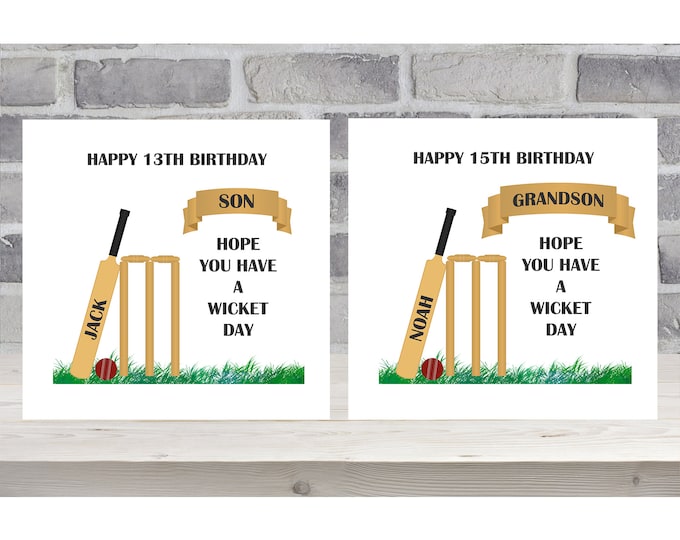 Personalised Birthday Card/cricket Birthday Card/any Age Birthday Card ...