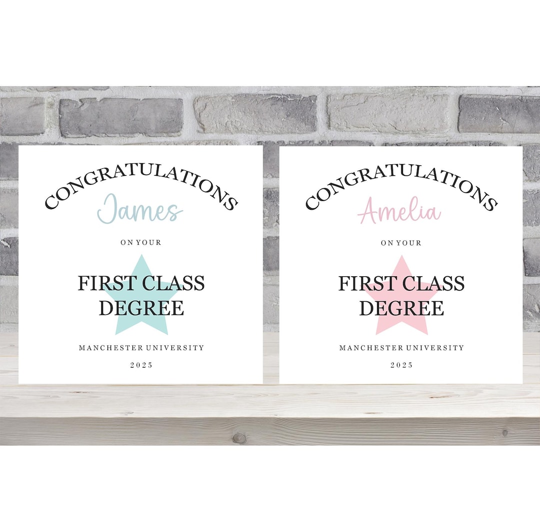 Personalised First Class Degree Card/degree Card/congratulations Card ...