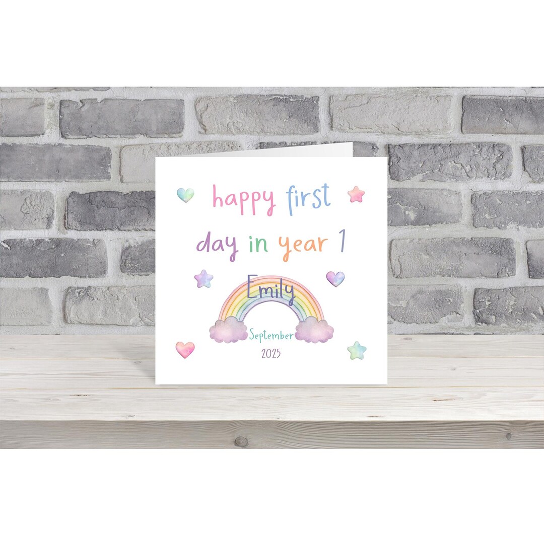 Personalised First Day in Year 4 Card/first Day Card/rainbow First Day ...