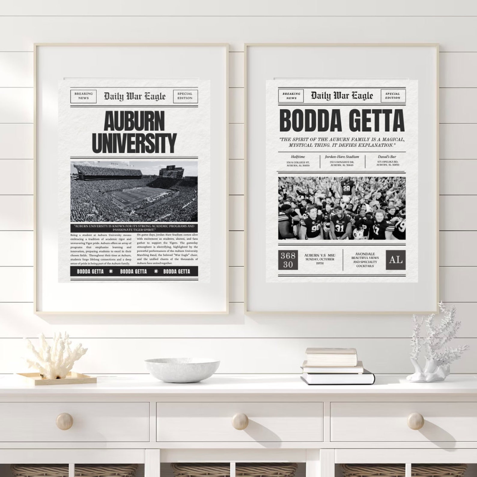 Auburn University Wall Prints // Set of 2 // War Eagles, Classy Dorm ...
