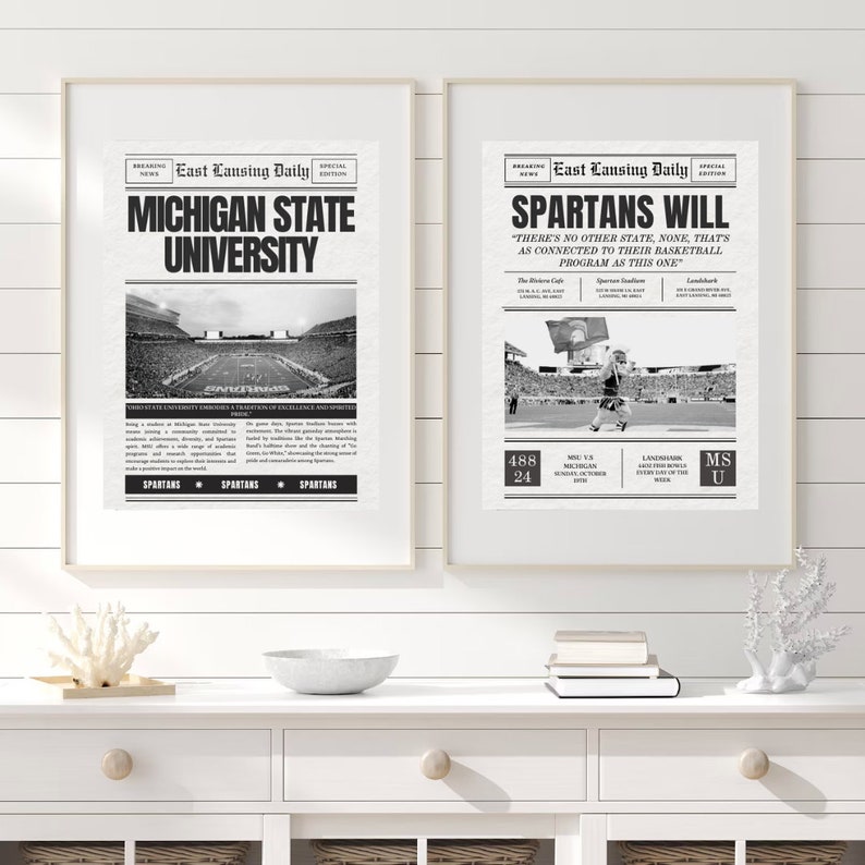 Michigan State University Wall Prints // Set of 2 // Go Green, Spartans ...
