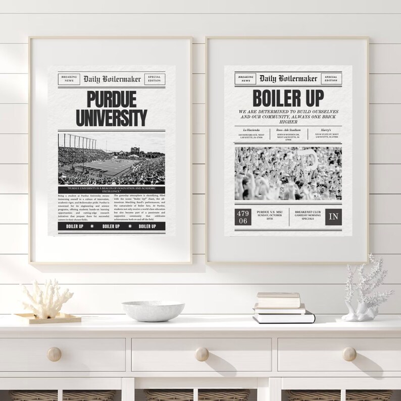 Purdue University Wall Prints // Set of 2 // Boiler Up, Classy Dorm ...
