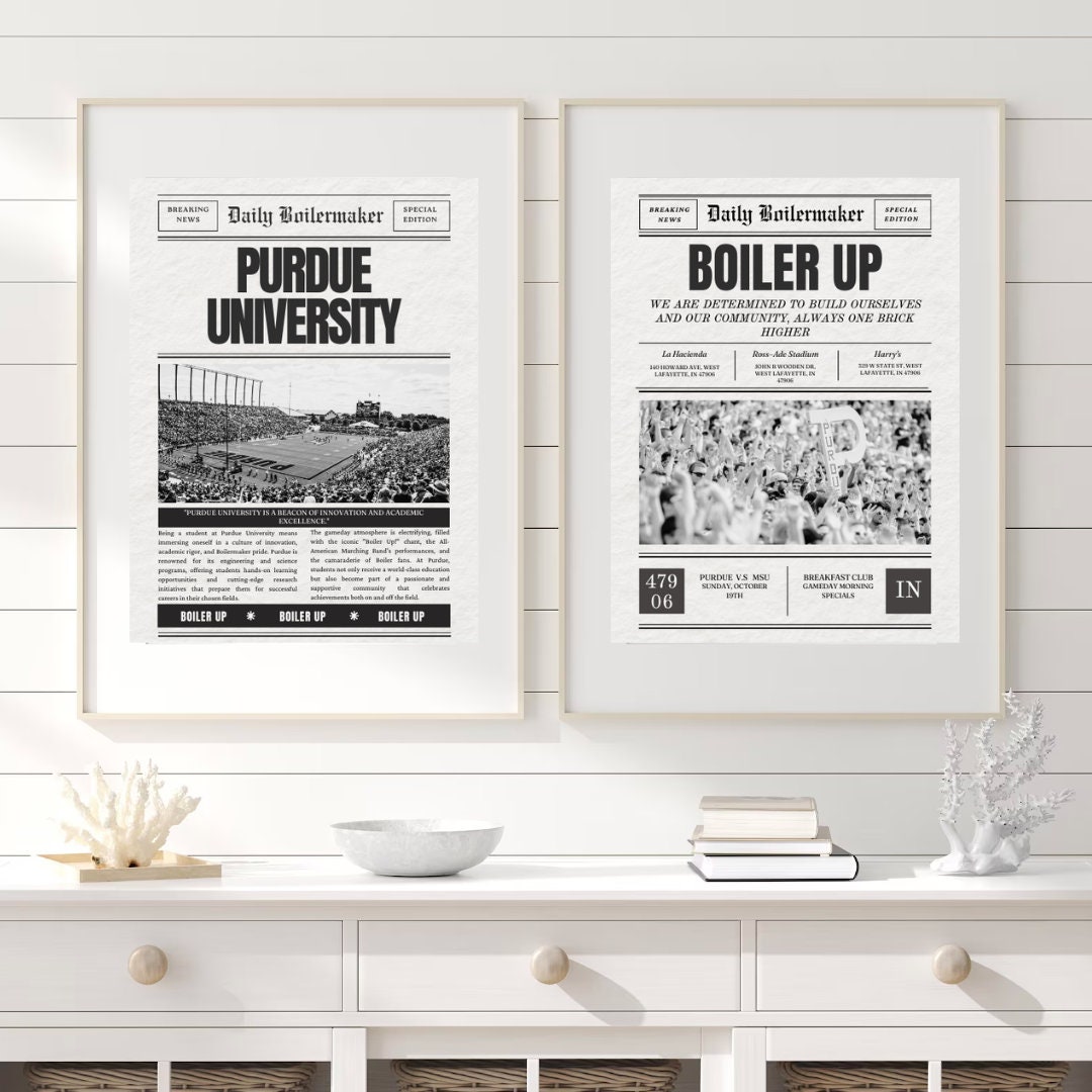 Purdue University Wall Prints // Set of 2 // Boiler Up, Classy Dorm ...