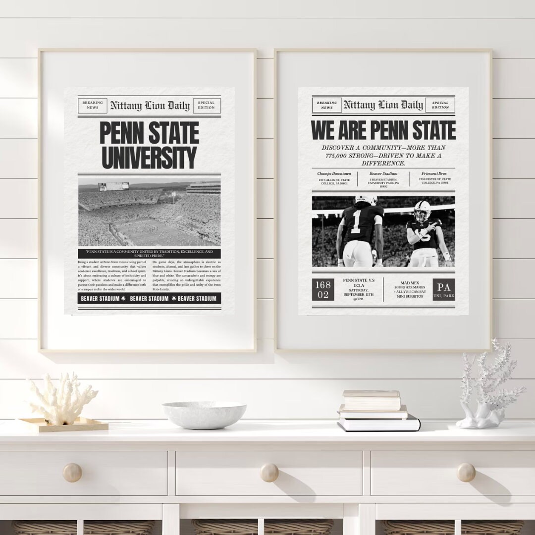 Penn State University Wall Prints // Set of 2 Digital Prints // We Are ...