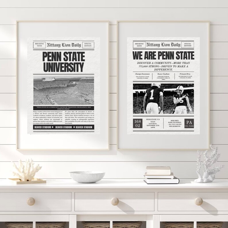 Penn State University Wall Prints // Set of 2 Digital Prints // We Are ...