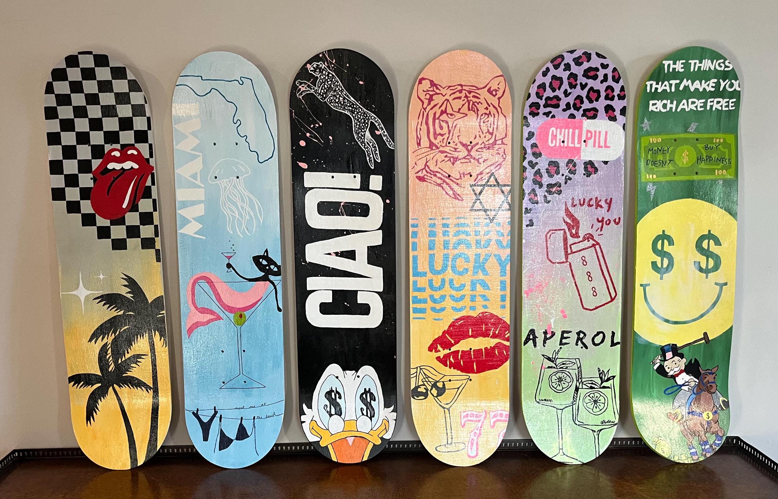 Skateboard Deck Wall Art// Trendy Room Decor, College Dorm Room Wall ...