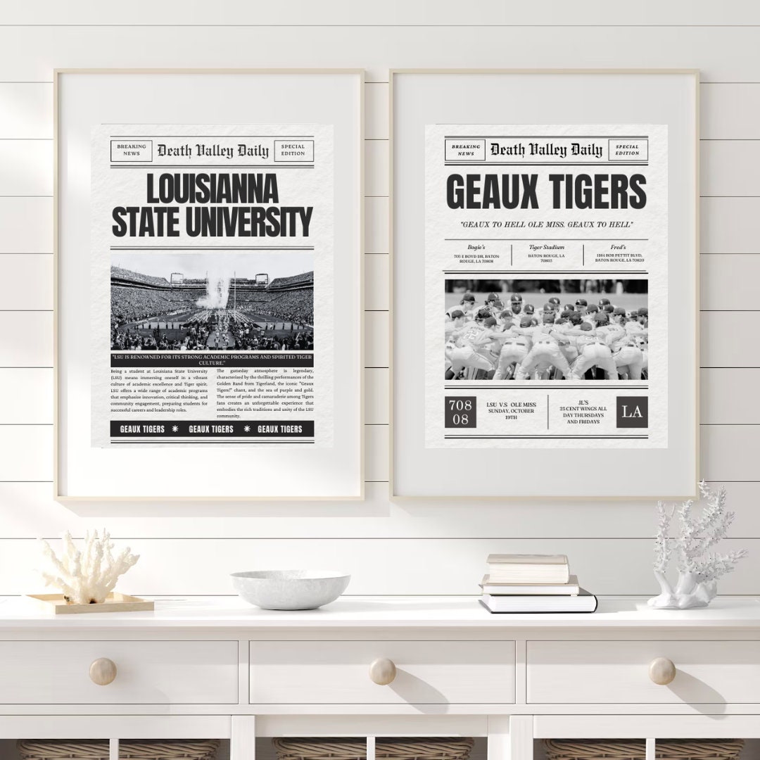 Louisiana State University Wall Prints // Set of 2 // LSU, Classy Dorm ...