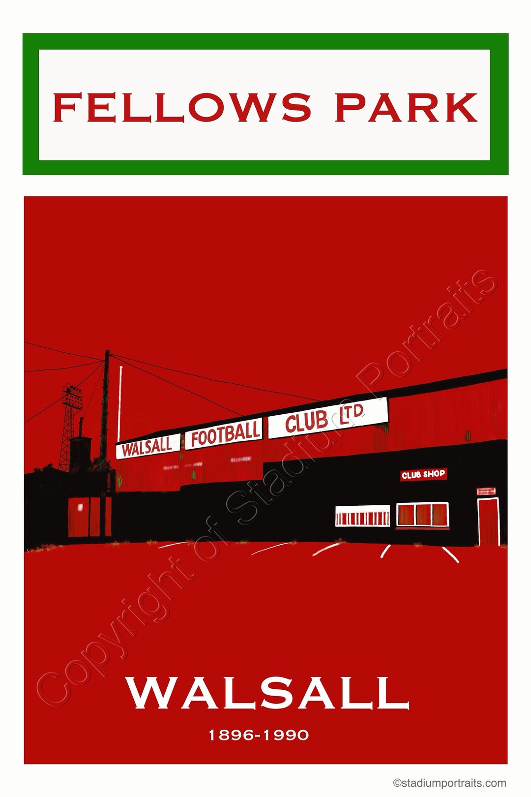 Fellows Park Walsall Contemporary Stadium Art - A3 Print - Etsy