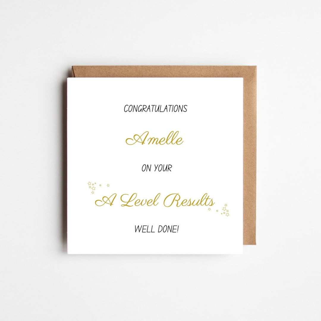 PERSONALISED CONGRATULATIONS ON Your A Level Results Card | Exam ...