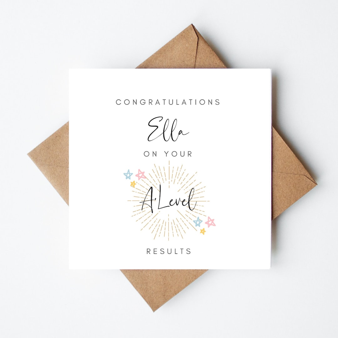 PERSONALISED CONGRATULATIONS ON Your A Level Results Card - Etsy UK