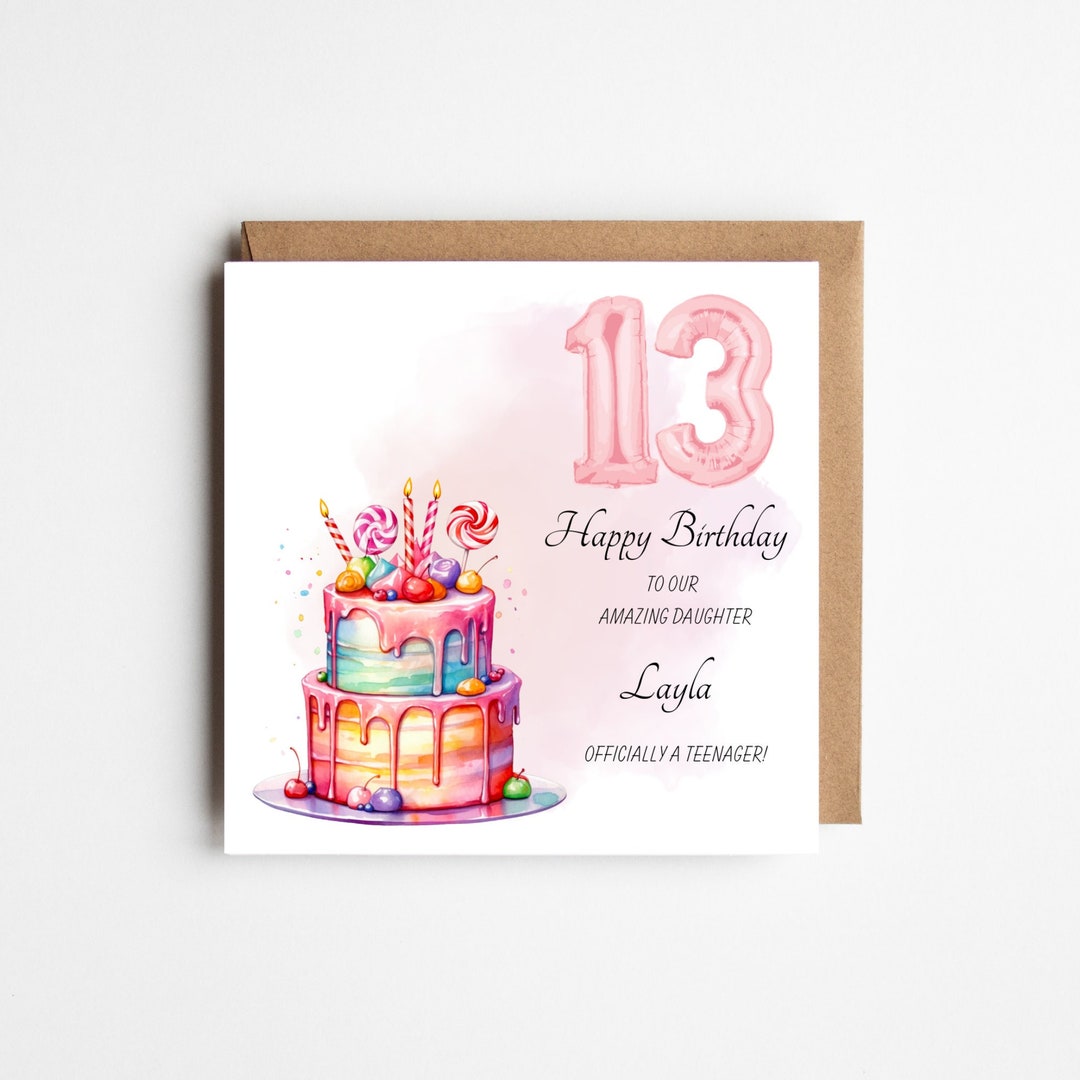 13TH BIRTHDAY CARD 13 Birthday Card 13th Birthday Gift for Girl ...