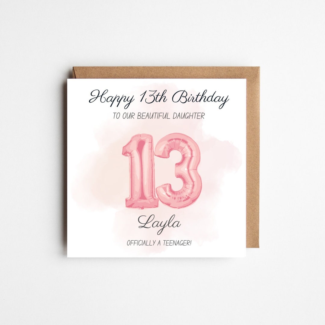 13TH BIRTHDAY CARD 13 Birthday Card 13th Birthday Gift for Girl ...