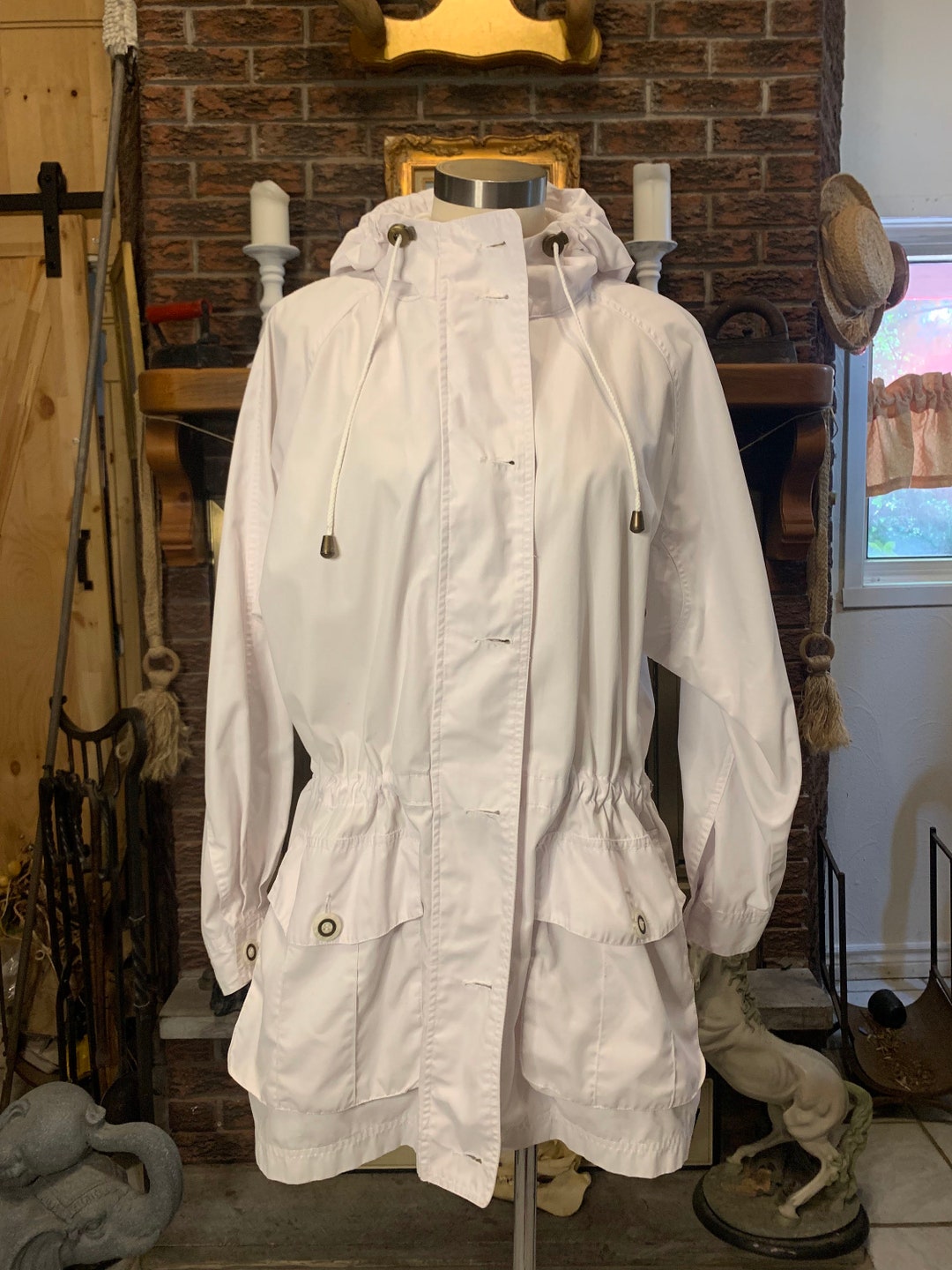 Vintage Woolrich White Rain Jacket - Etsy