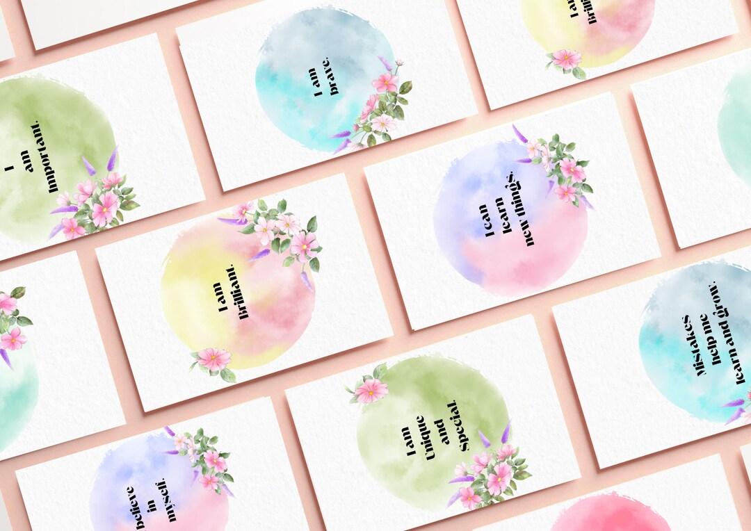 Printable Watercolor Floral Affirmation Cards for Kids - Boost Self ...