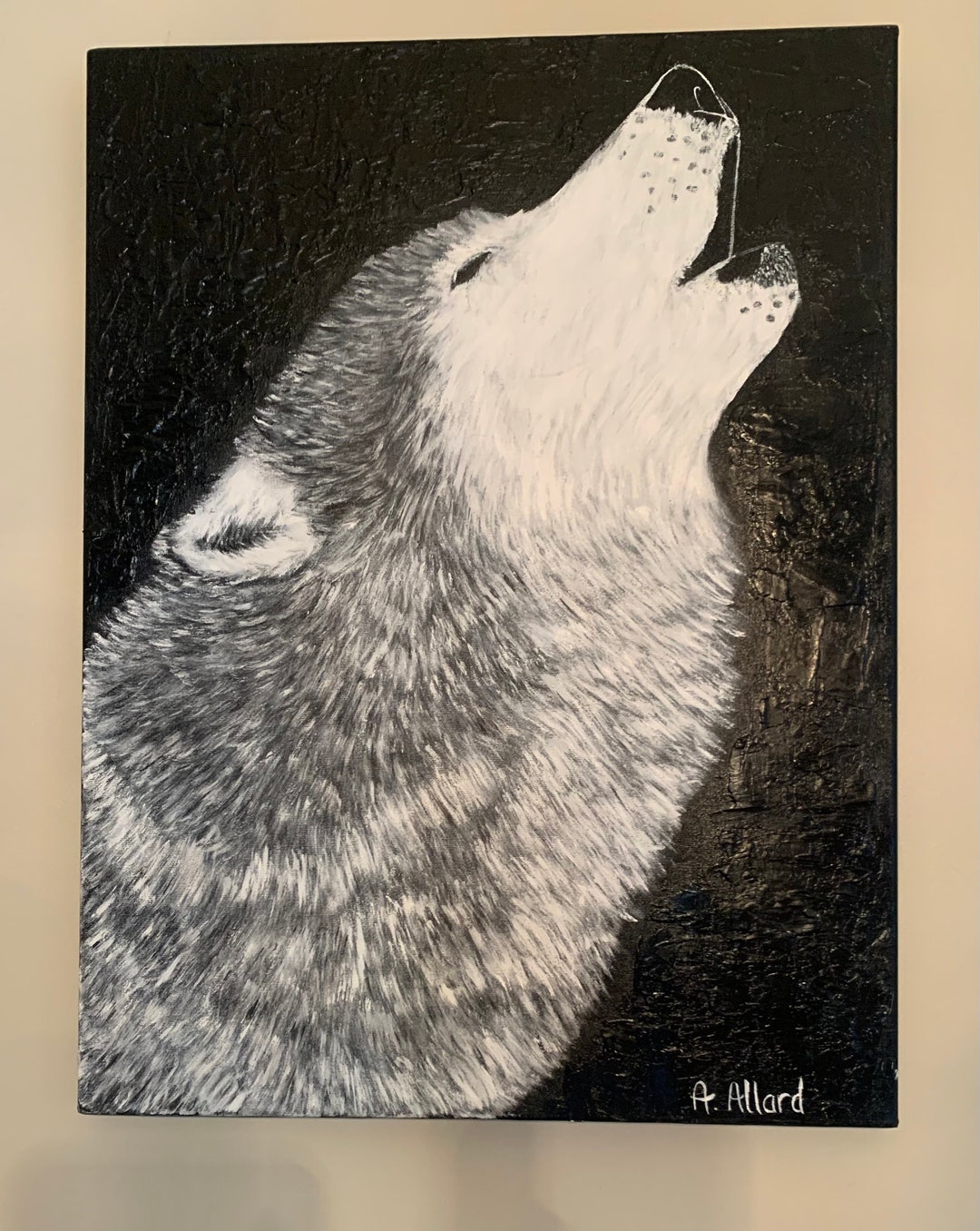 Howling Wolf Acrylic Painting Made by Hand - Etsy