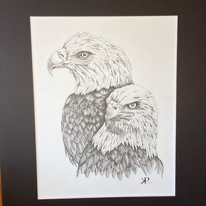 Pen and Ink Eagle Animal Drawing - Print From Original Art - Etsy