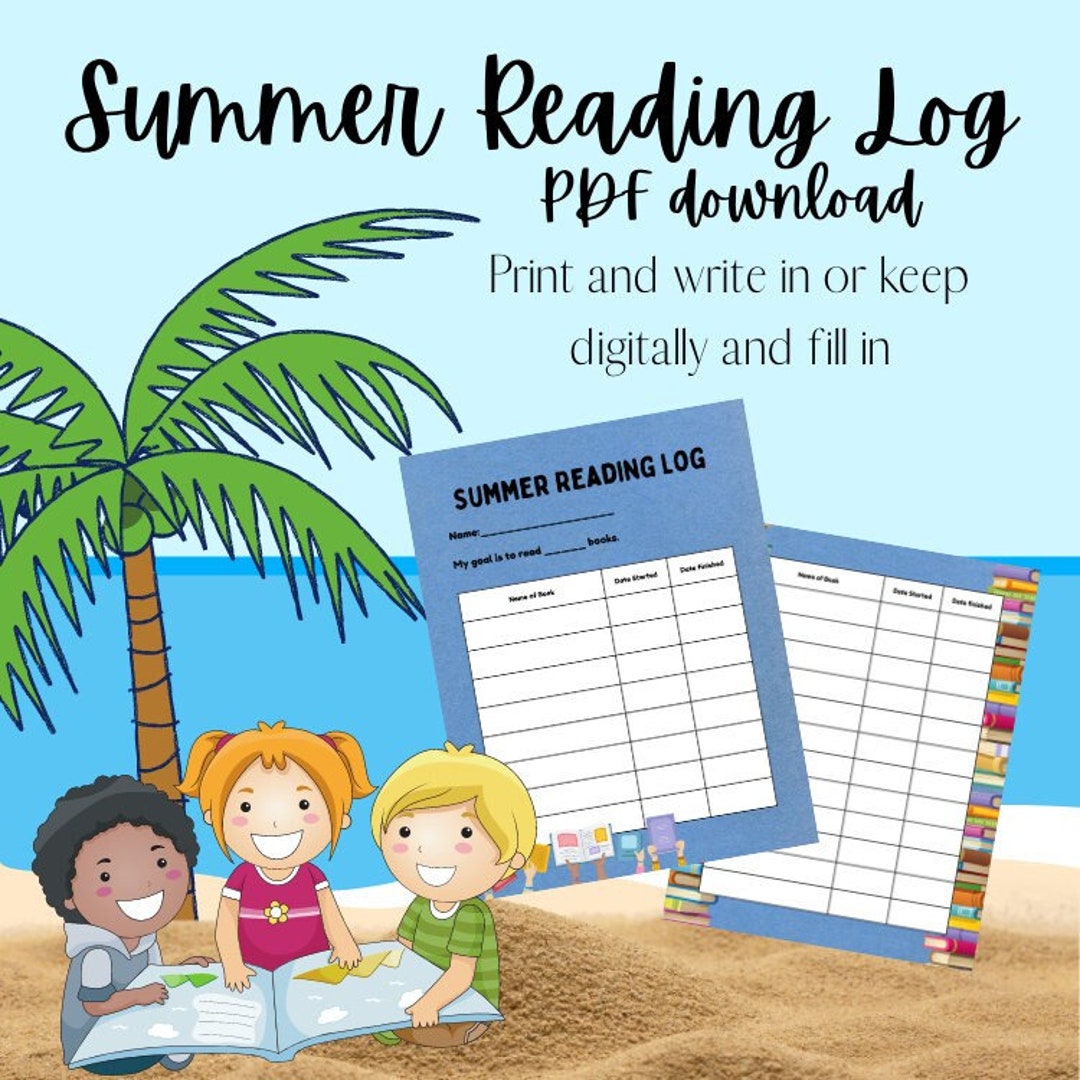Summer Reading Log, PDF Fillable, PDF Printable, Printables, Summer ...