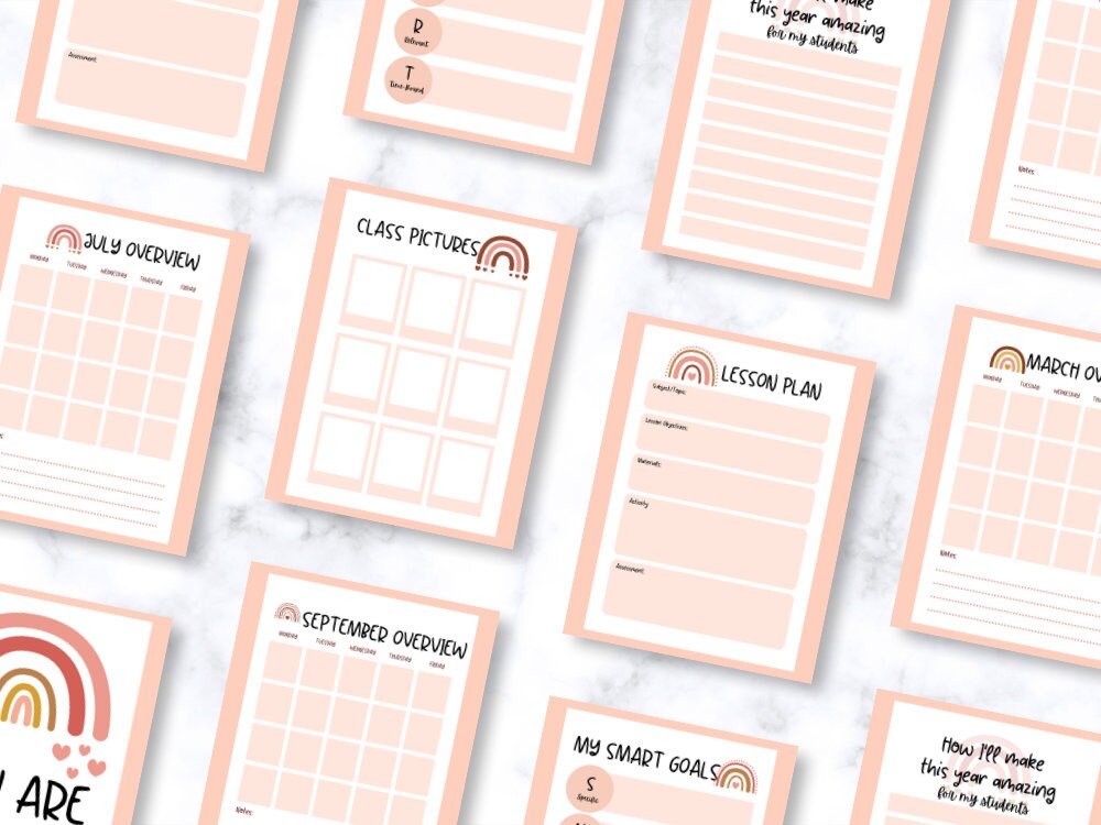 Boho Rainbow Teacher Planner Printable PDF for Effortless Classroom ...