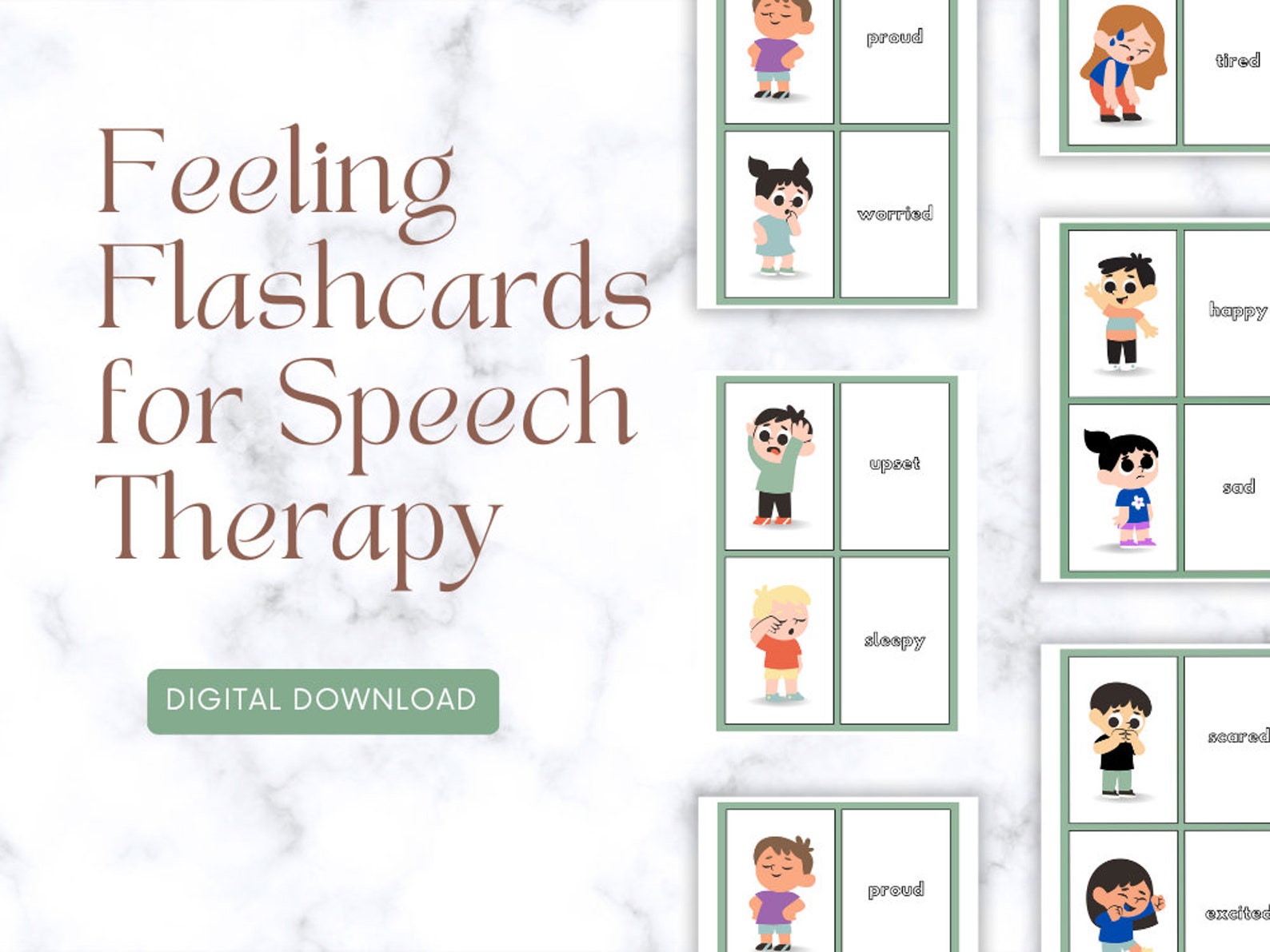 Vibrant Feelings Flashcards for Speech Therapy, Kids' Emotional ...