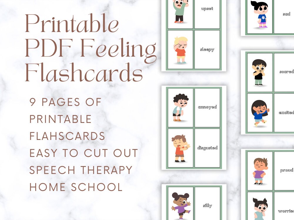 Vibrant Feelings Flashcards for Speech Therapy, Kids' Emotional ...