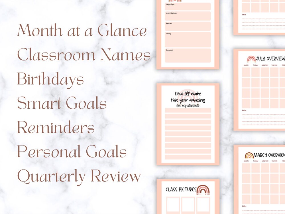 Boho Rainbow Teacher Planner Printable PDF for Effortless Classroom ...