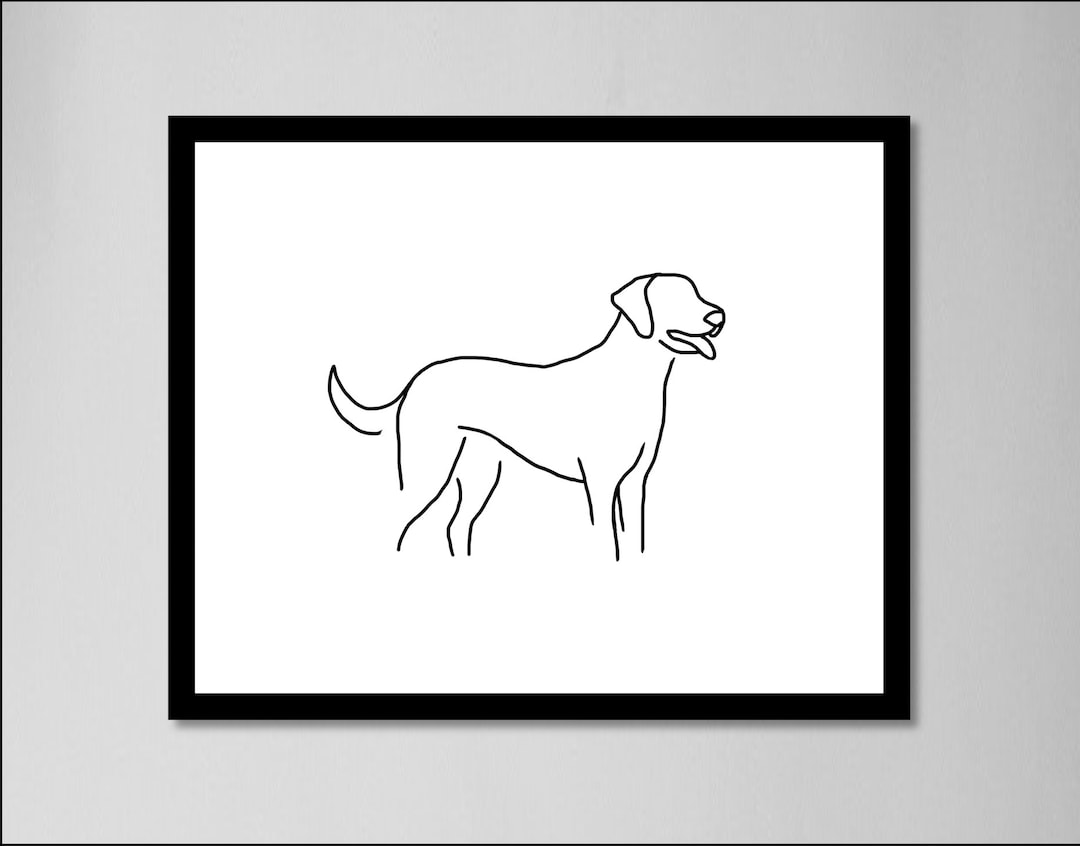 Labrador Retriever Dog Line Drawing | Minimalist Wall Art | Digital ...