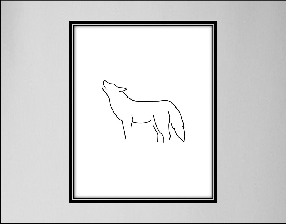 Wolf Howling Line Drawing | DIGITAL PRINT Wolf Sketch | Howling Wolf ...