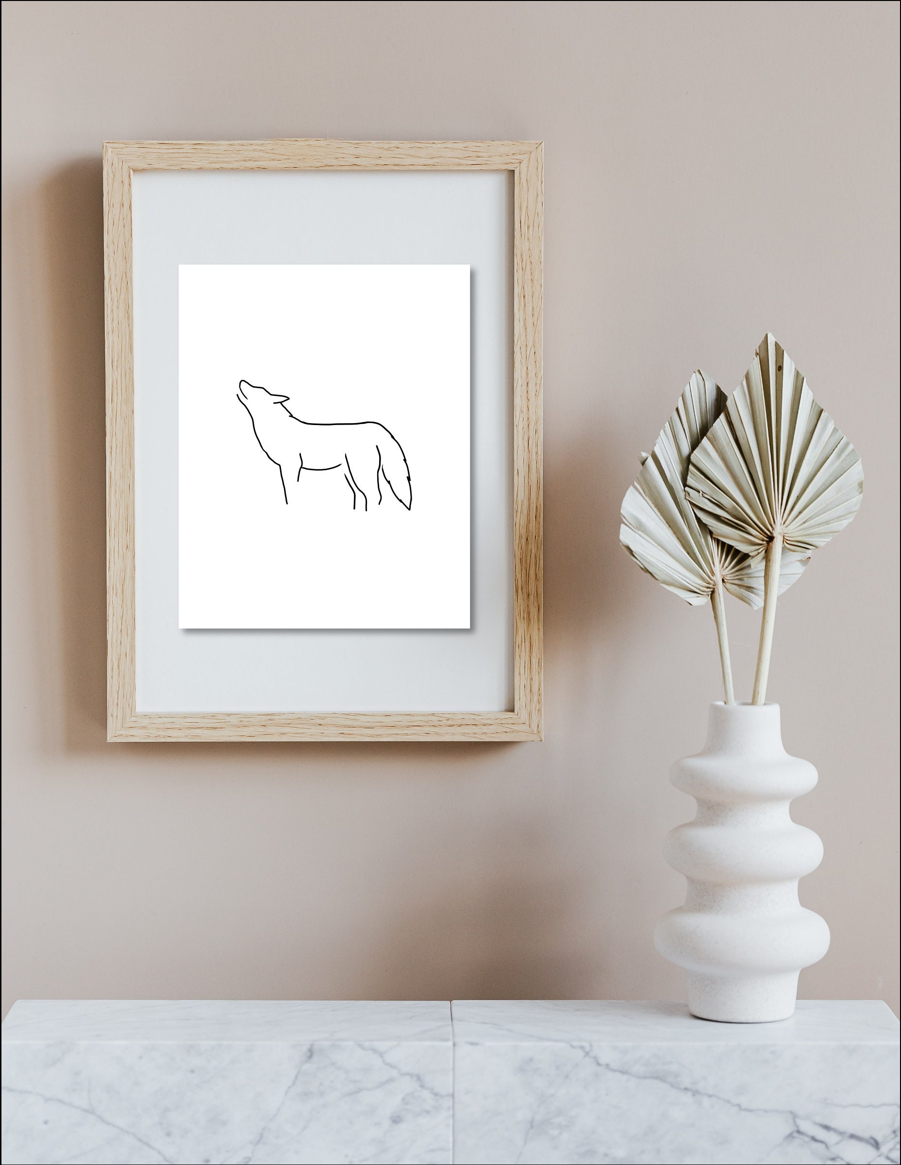 Wolf Howling Line Drawing DIGITAL PRINT Wolf Sketch Howling Wolf Line ...