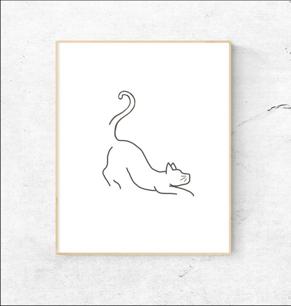 Cat Stretching Drawing