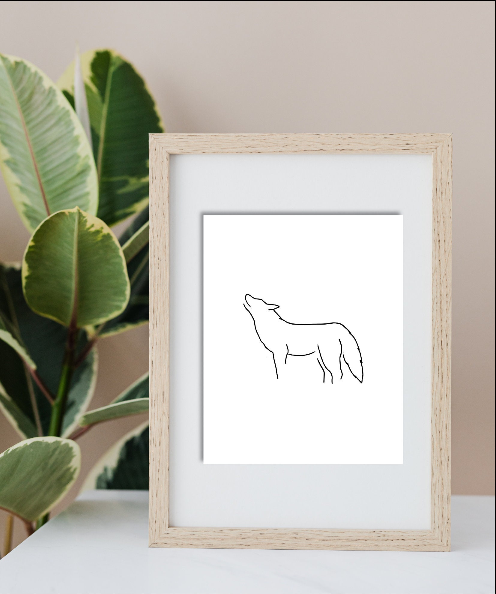 Howling Wolf Line Drawing PHYSICAL Print | Elegant Black and White Wolf ...