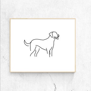 Labrador Retriever Line Drawing PHYSICAL Print | Elegant Black and ...