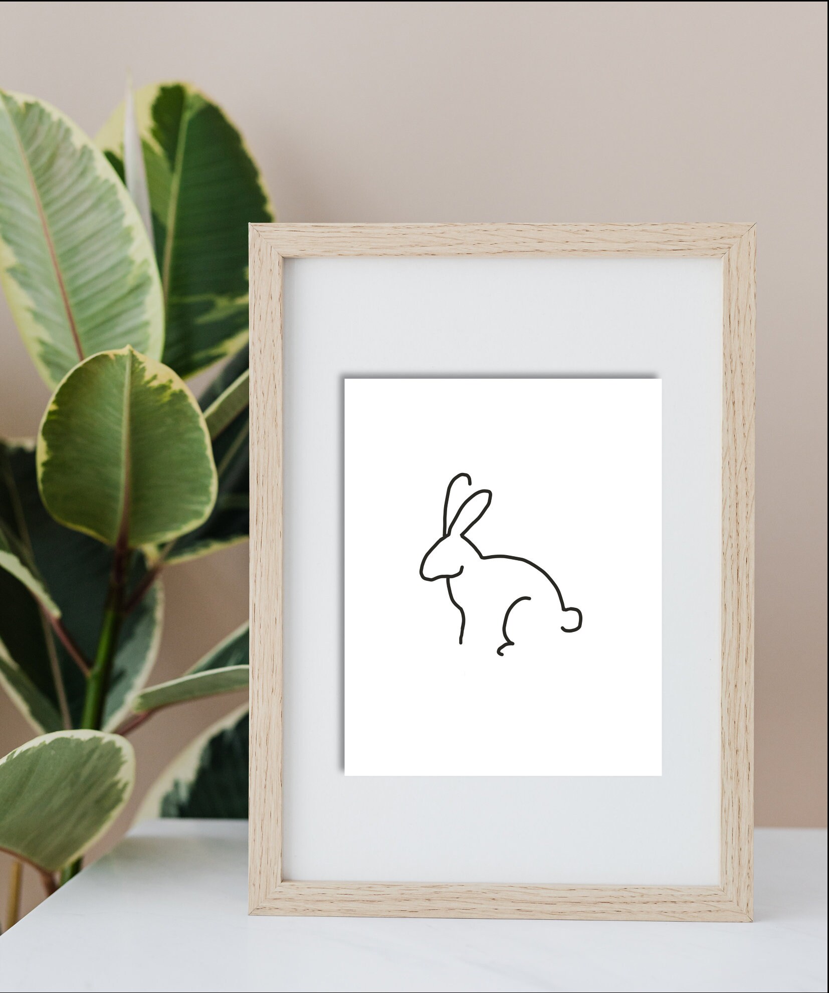 Rabbit Line Drawing PHYSICAL Print | Elegant Black and White Bunny Art ...
