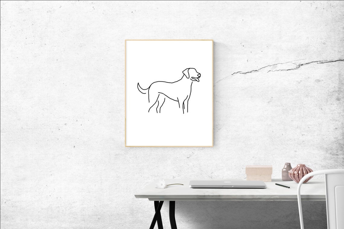 Labrador Retriever Line Drawing PHYSICAL Print | Elegant Black and ...