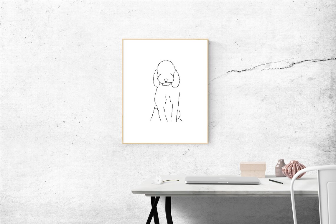 Goldendoodle Line Drawing PHYSICAL Print | Labradoodle, Aussiedoodle ...