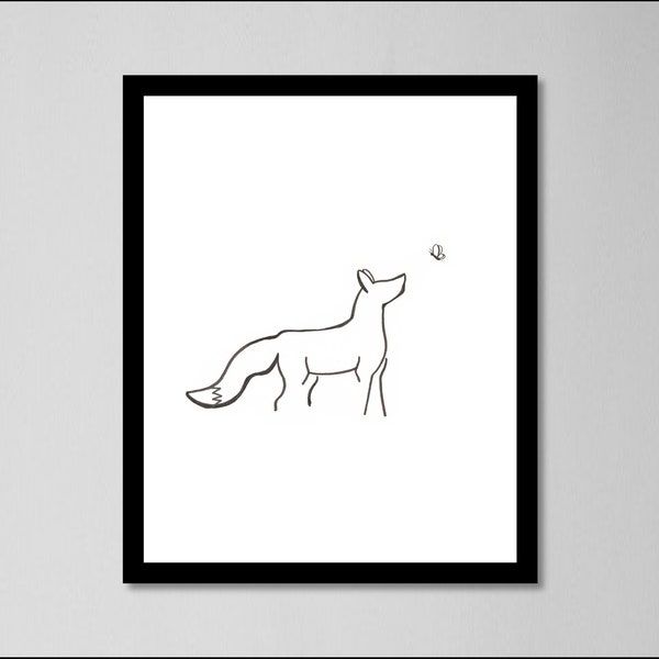 Fox Line Art Drawing - Etsy