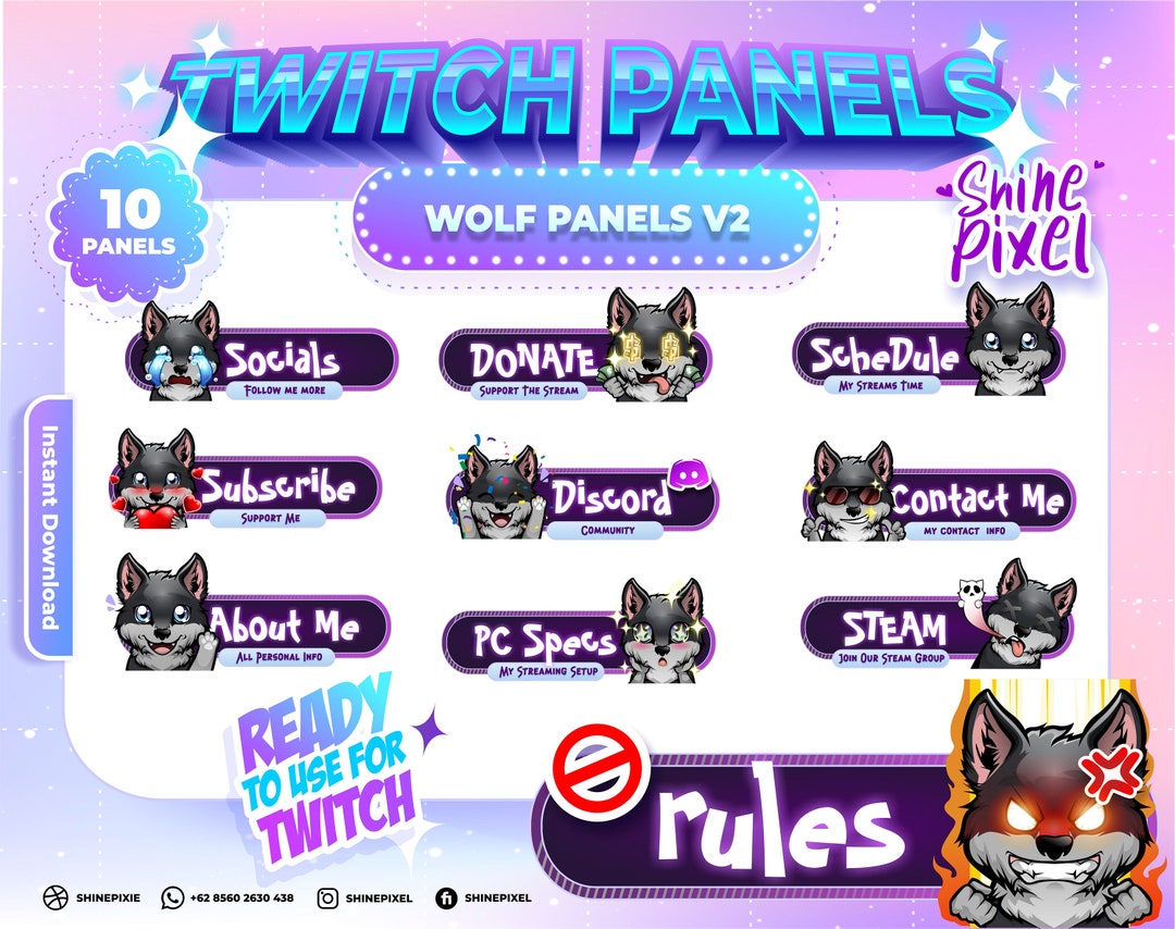 Wolf Twitch Panels/twitch Profile Panel/wolf Panels for Twitch Variant ...
