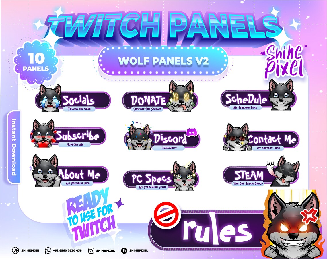 Wolf Twitch Panels/twitch Profile Panel/wolf Panels for Twitch - Etsy