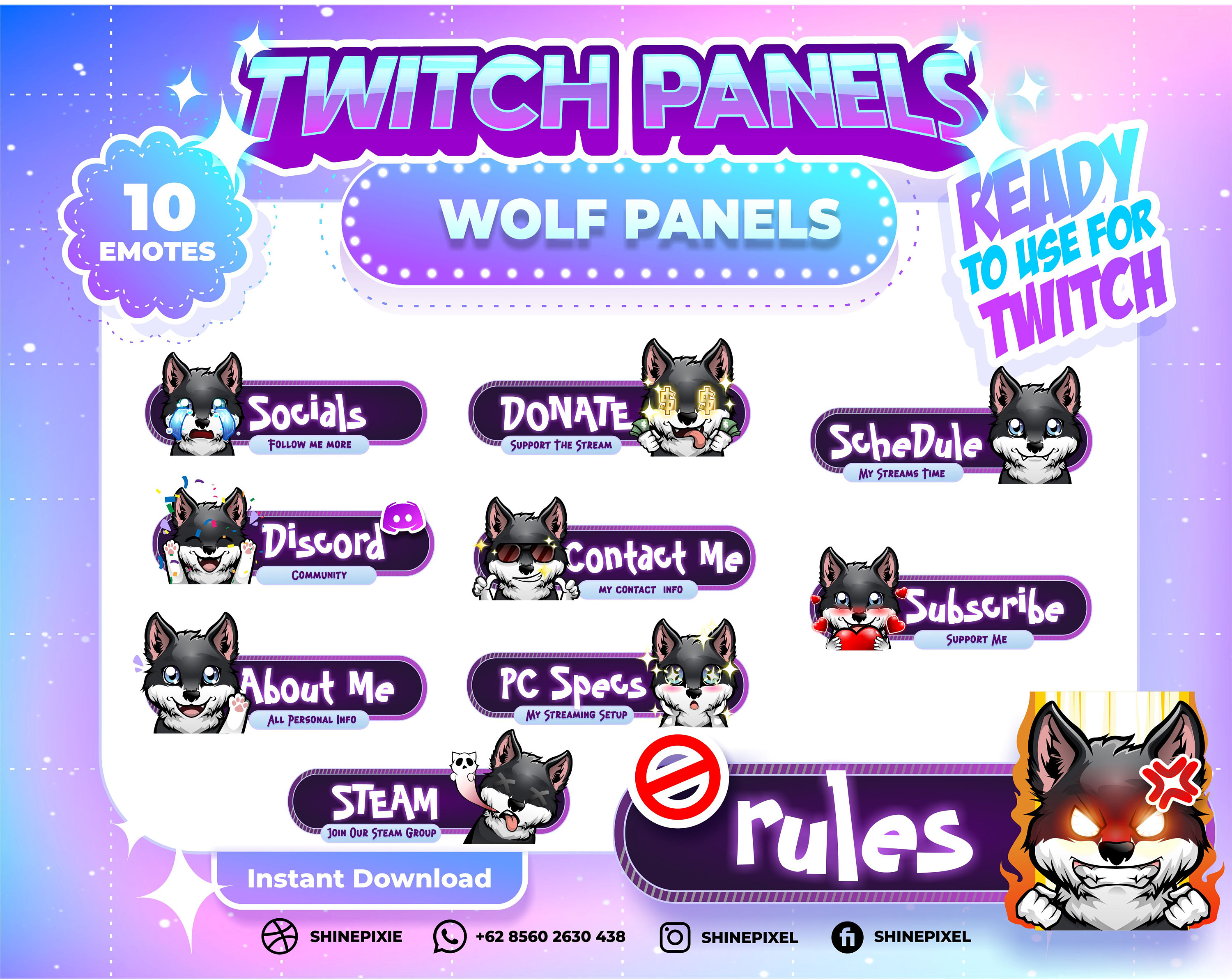 Wolf Twitch Panels 10 Twitch Profile Panel Wolf Panels for - Etsy Australia