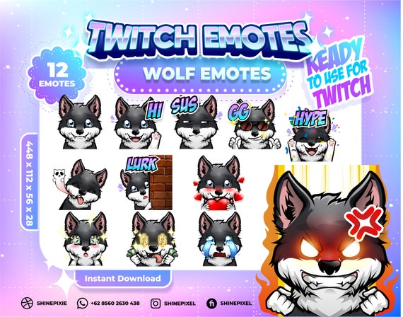 Wolf Twitch Emotes 12 Wolves Twitch Emotes Wolf Emotes - Etsy