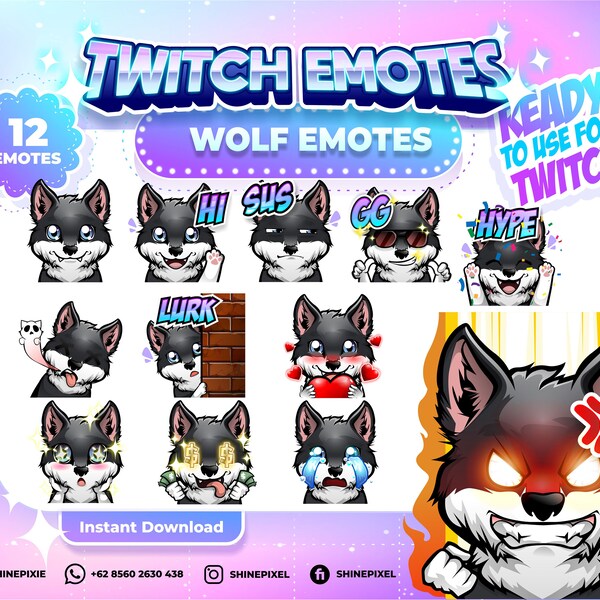 Wolf Emotes - Etsy