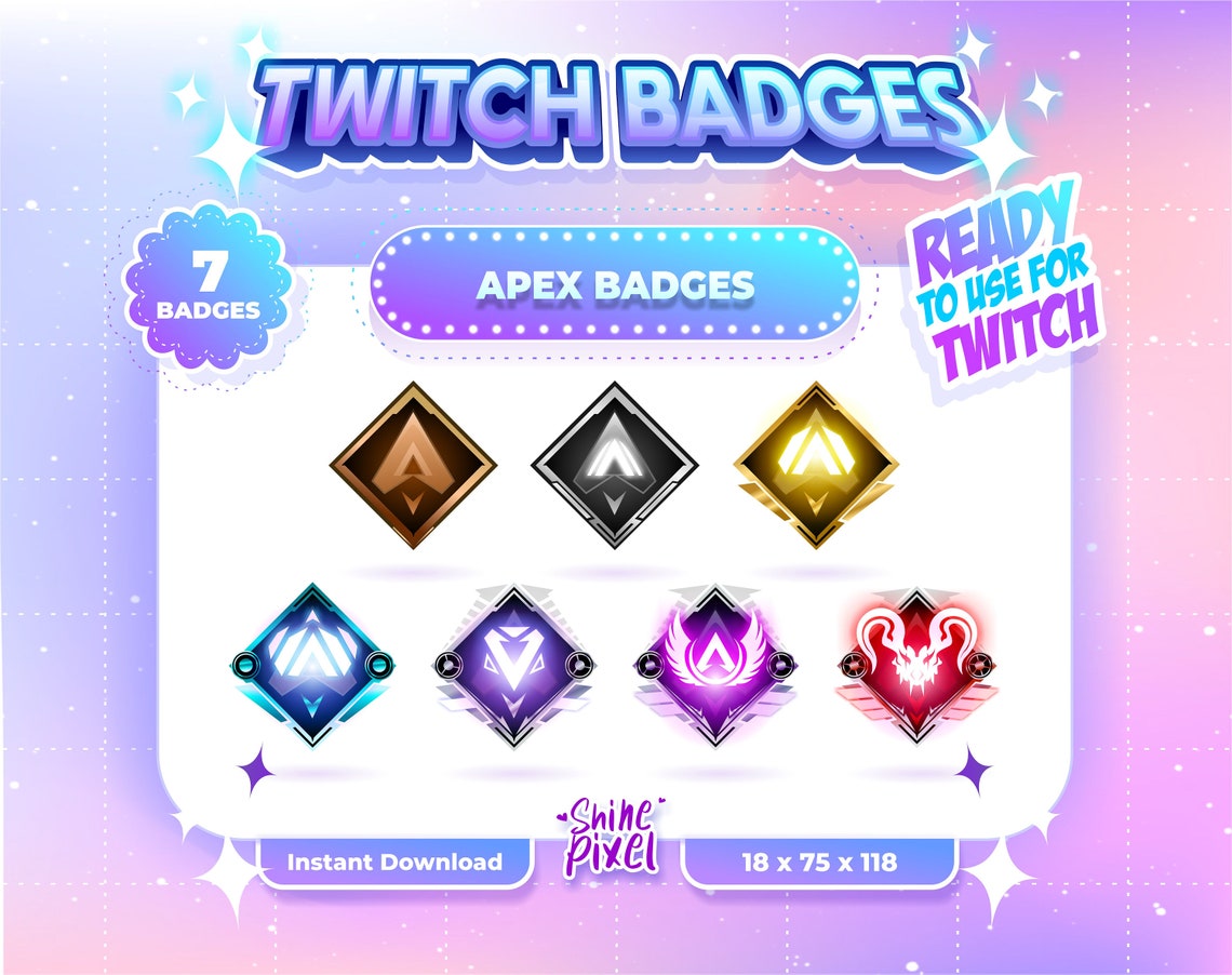 APEX Badges / Twitch Sub Badges Bit Badges for Streamers / 7 - Etsy