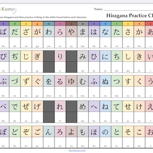 Beginner Katakana Practice Chart, Romaji Reading Writing Japanese ...