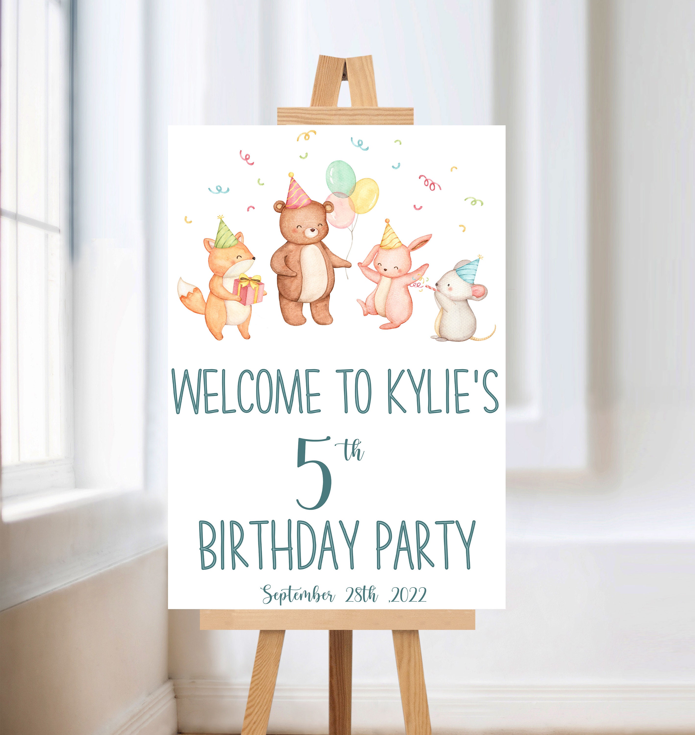 Editable Woodlands Animals Welcome Sign Party Animals Sign Forest ...